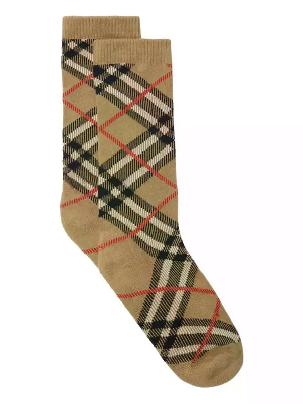 Burberry Check Cotton Blend Socks - Neutrals