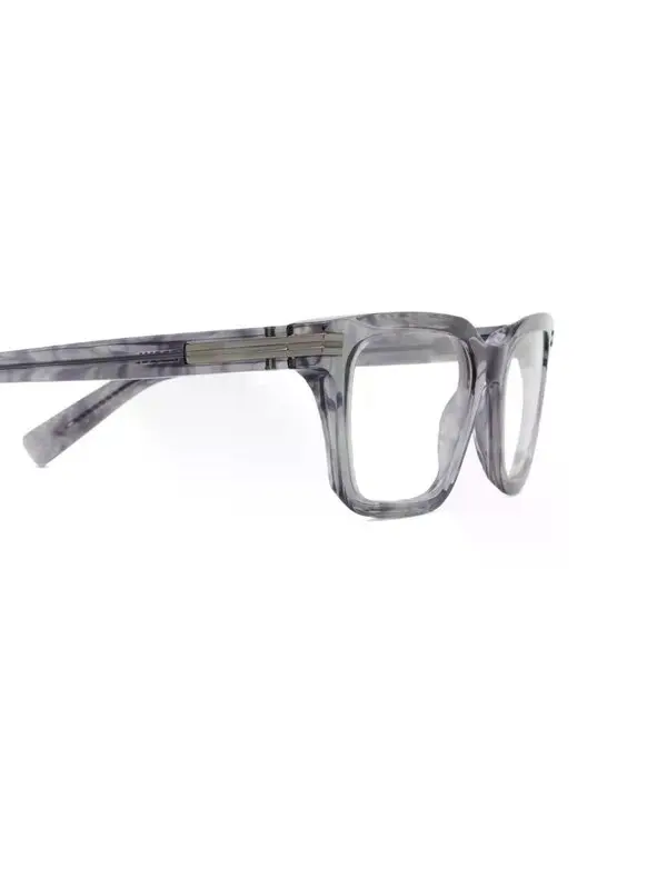 Zegna Striped Rectangle Eyeglasses - Grey
