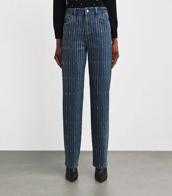 Paige Embellished Stevie High-rise Straight Jeans