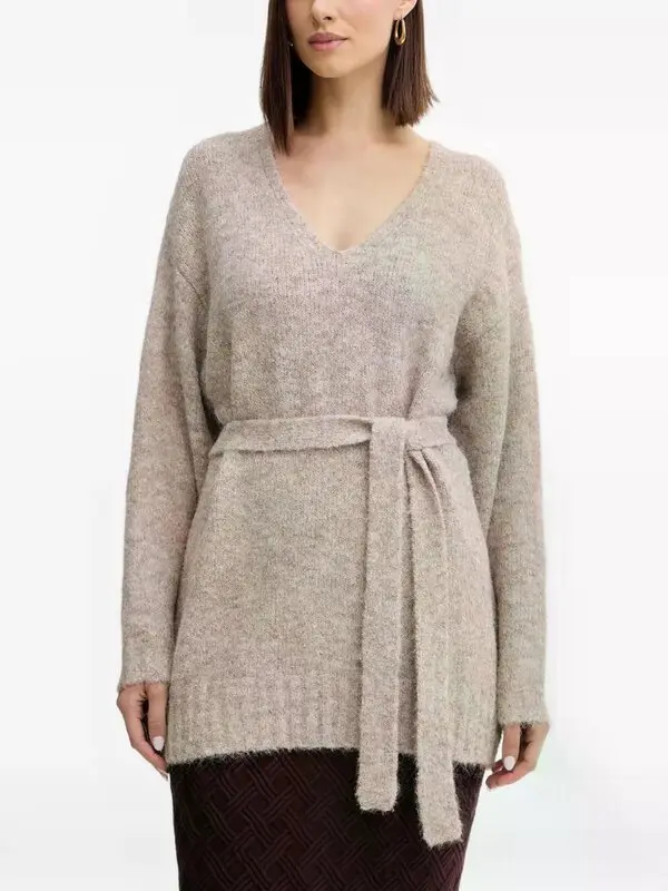 Guess Kiyoka V-neck Long Sleeve Sweater - Neutrals