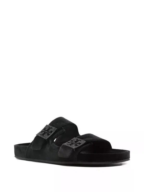 Tory Burch Mellow Pavé Two-strap Sandals - Black