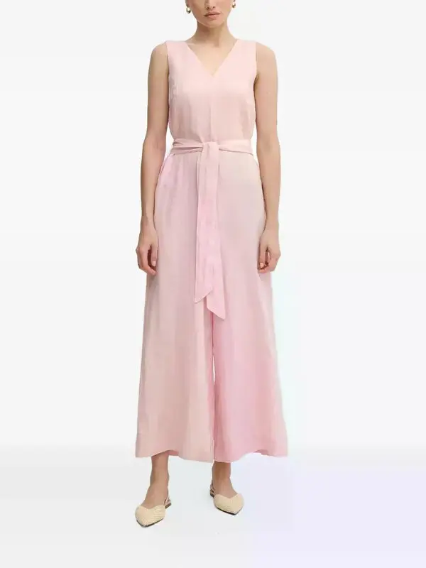 BENETTON Wide Leg Jumpsuit With Tie Waist - Pink