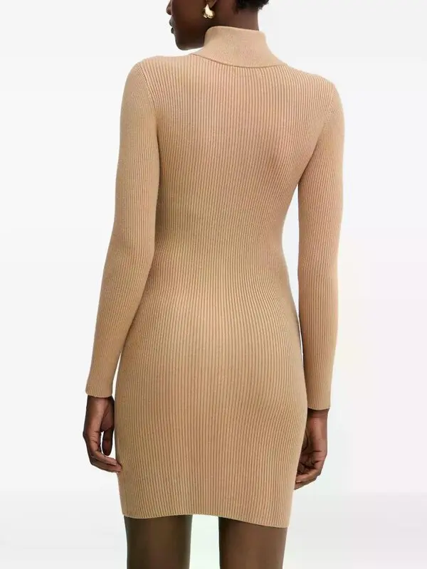 Guess Zip-neck Ribbed Mini Dress