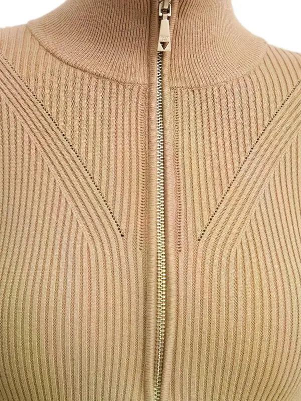 Guess Zip-neck Ribbed Mini Dress