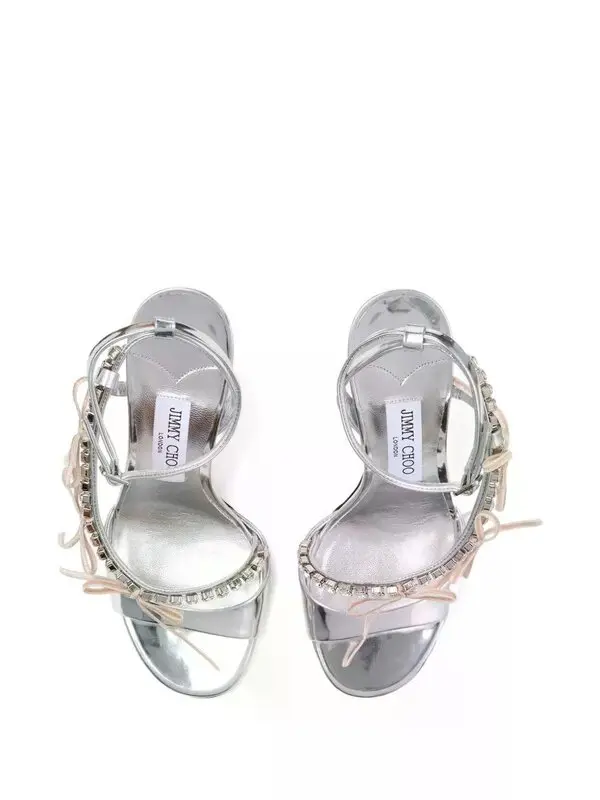 JIMMY CHOO Lula Crystal-embellished Bow Sandals - Silver