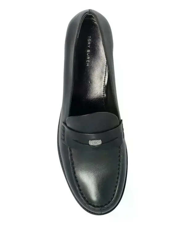 Tory Burch Leather Penny-slot Loafers - Black