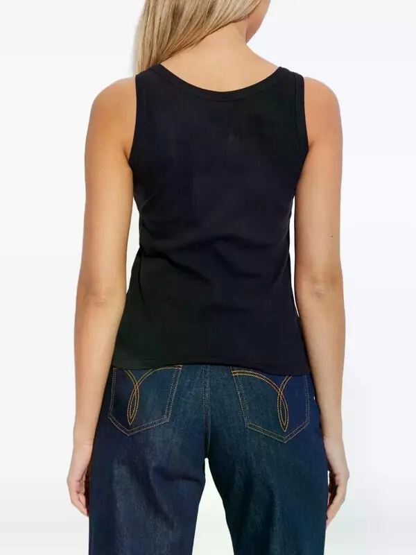 Versace Logo Patch Ribbed Knit Tank Top
