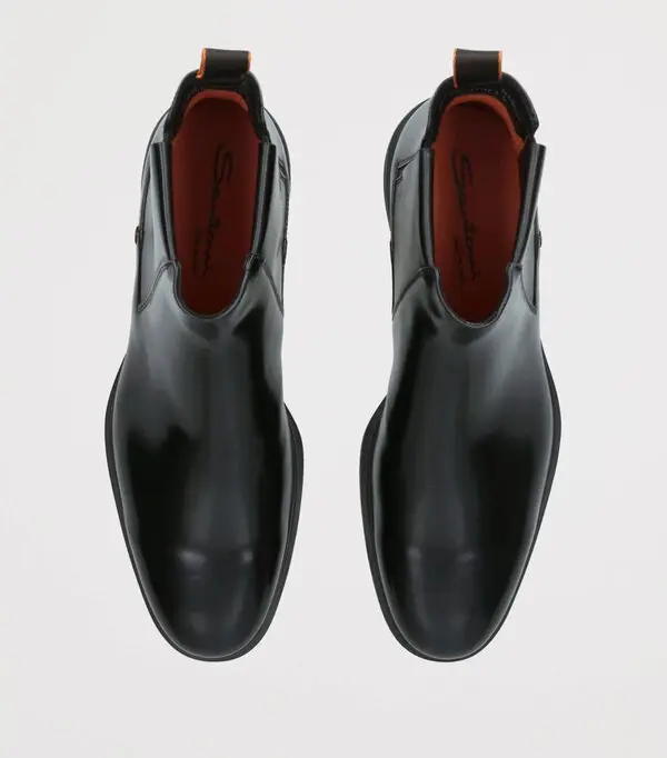 Santoni Leather Easy-on Chelsea Boots