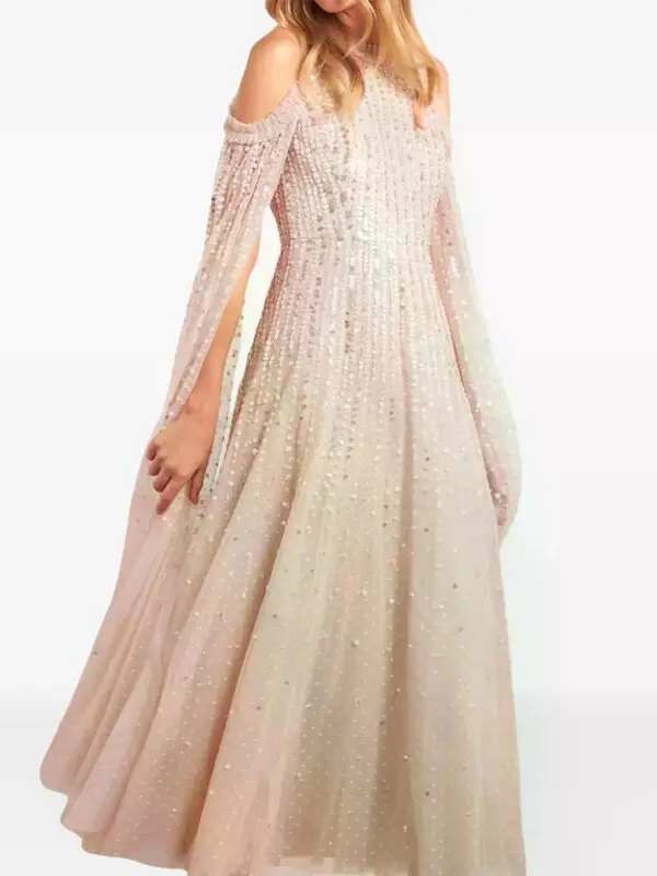 NEEDLE & THREAD Sequin-embellished Midi Dress - Neutrals