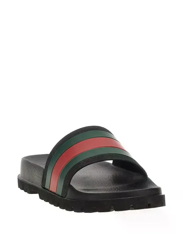 Gucci Web Stripe Slides - Black