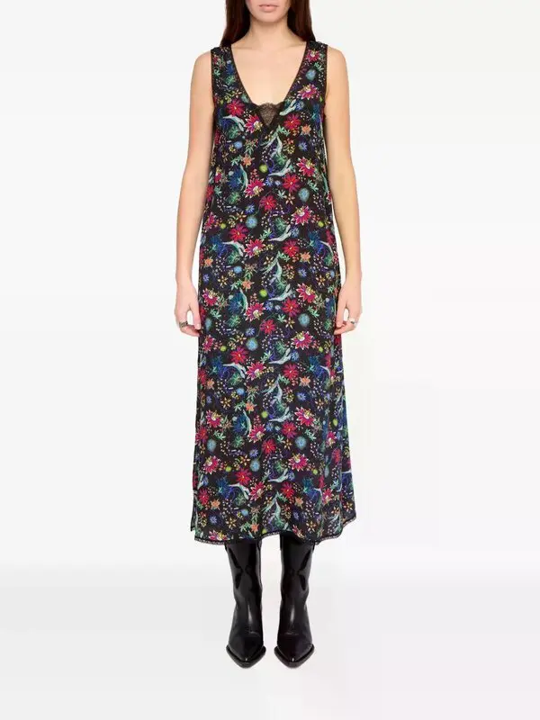 Zadig&Voltaire Renzo Lace Floral Midi Dress - Black