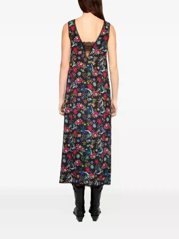 Zadig&Voltaire Renzo Lace Floral Midi Dress - Black