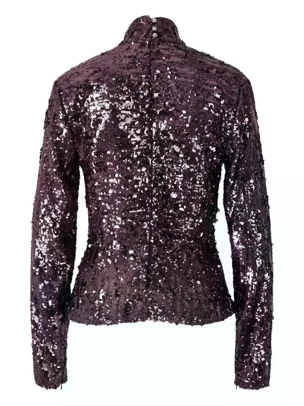 Rabanne Sequin-detail Long-sleeve Top - Purple