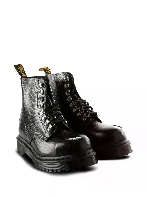 Dr. Martens Pascal Embossed Crocodile Effect Lace Up Boots