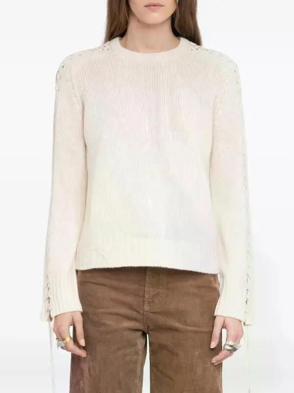 Zadig&Voltaire Wool Cashmere Blend Sweater With Tie Detailing - Neutrals