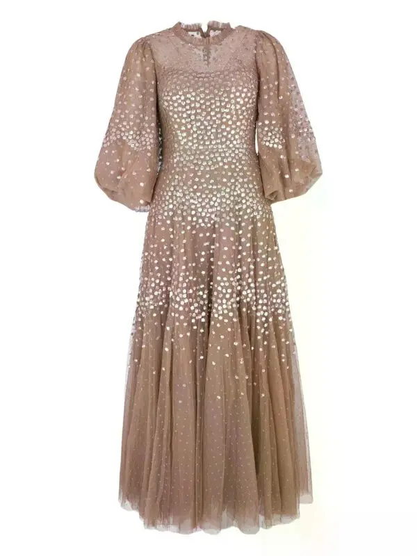 NEEDLE & THREAD Sequin-embellished Midi Dress - Neutrals