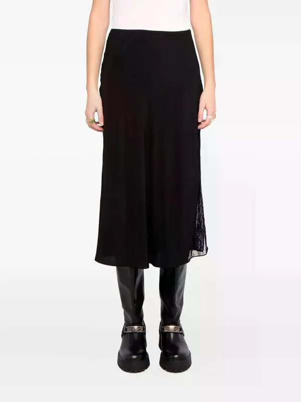 Zadig&Voltaire Lace Detail Midi Skirt - Black