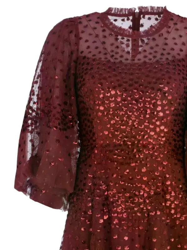 NEEDLE & THREAD Scalloped Sequin-embellished Midi Dress