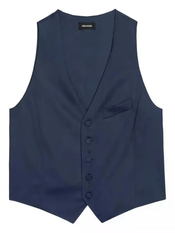 Zadig&Voltaire Japanese Satin Buttoned Waistcoat - Blue