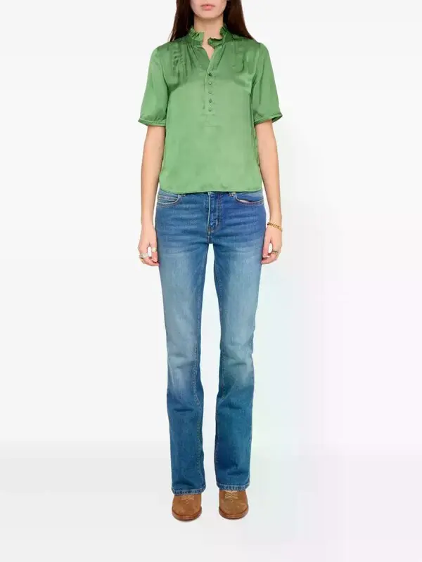 Zadig&Voltaire Topher Ruffled Satin Top - Green