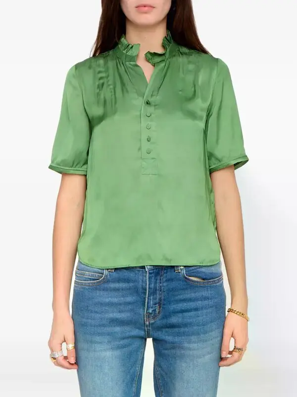Zadig&Voltaire Topher Ruffled Satin Top - Green