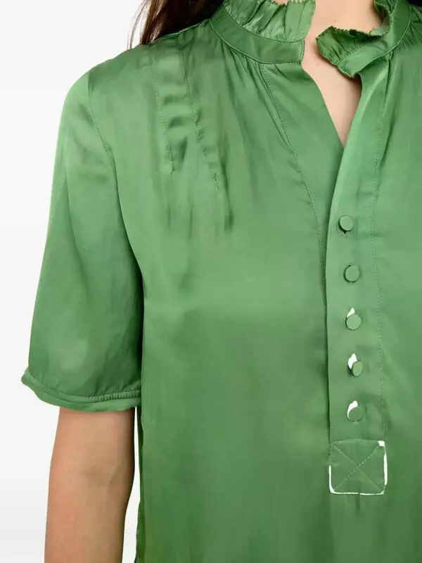 Zadig&Voltaire Topher Ruffled Satin Top - Green