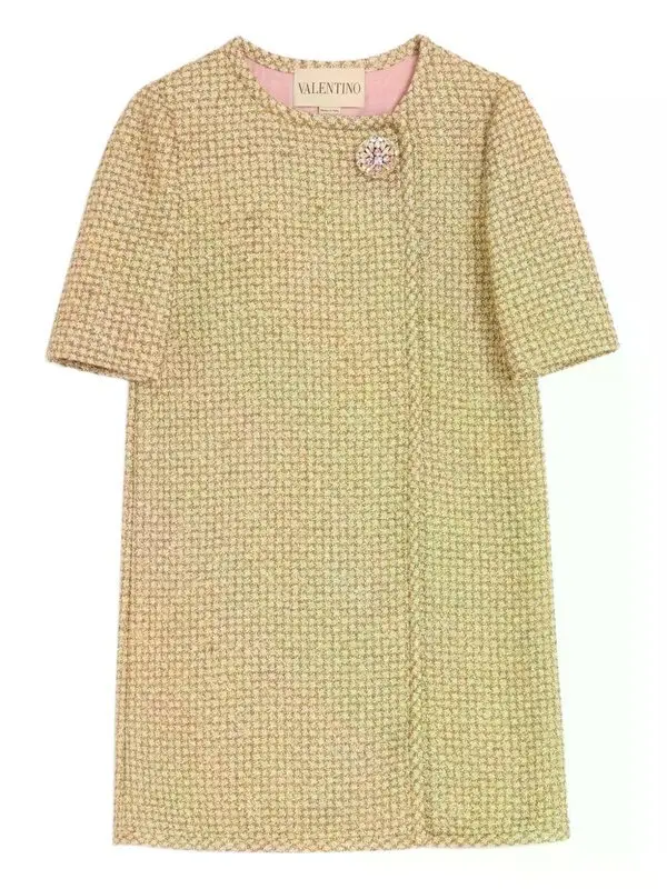 Valentino Garavani Lurex Tweed Mini Dress With Jewel Embellishment