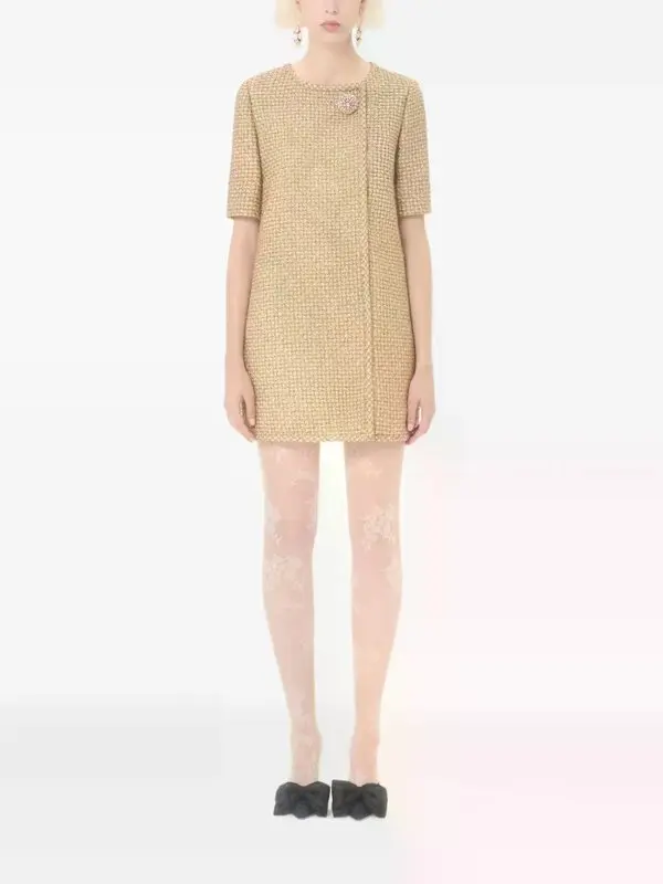 Valentino Garavani Lurex Tweed Mini Dress With Jewel Embellishment