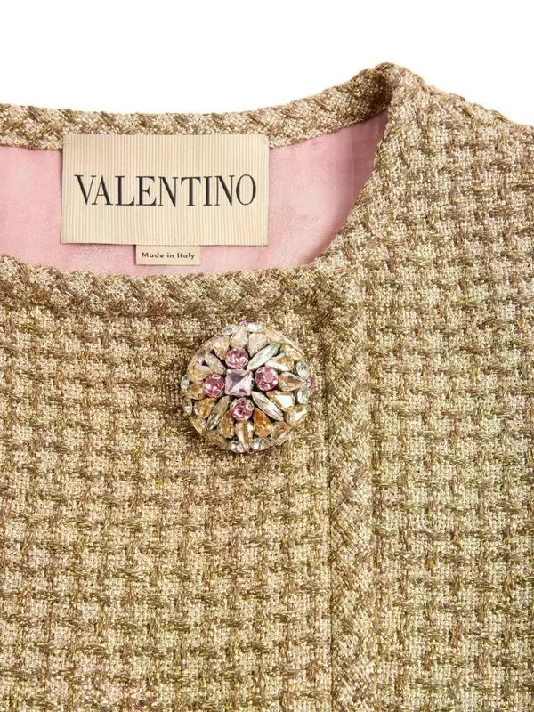 Valentino Garavani Lurex Tweed Mini Dress With Jewel Embellishment