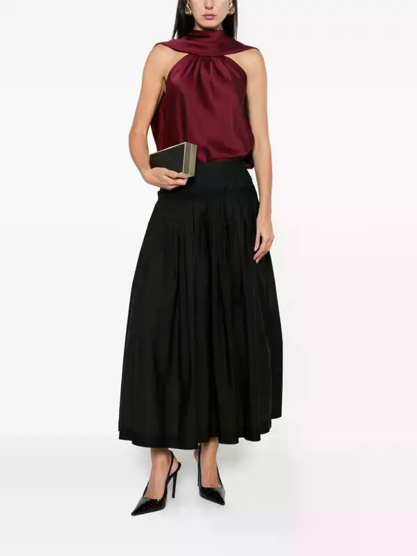 LANVIN Pleated Basque Midi Skirt - Black