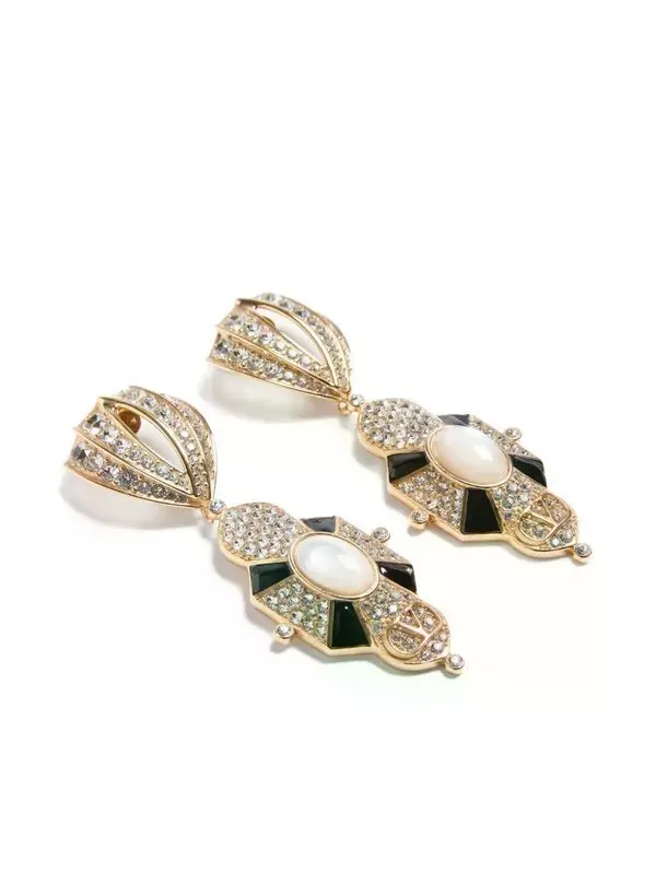 Valentino Garavani Tone Crystal Embellished Drop Earrings - Gold