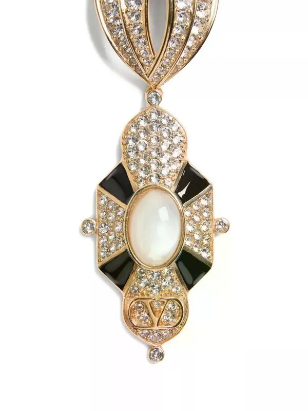 Valentino Garavani Tone Crystal Embellished Drop Earrings - Gold