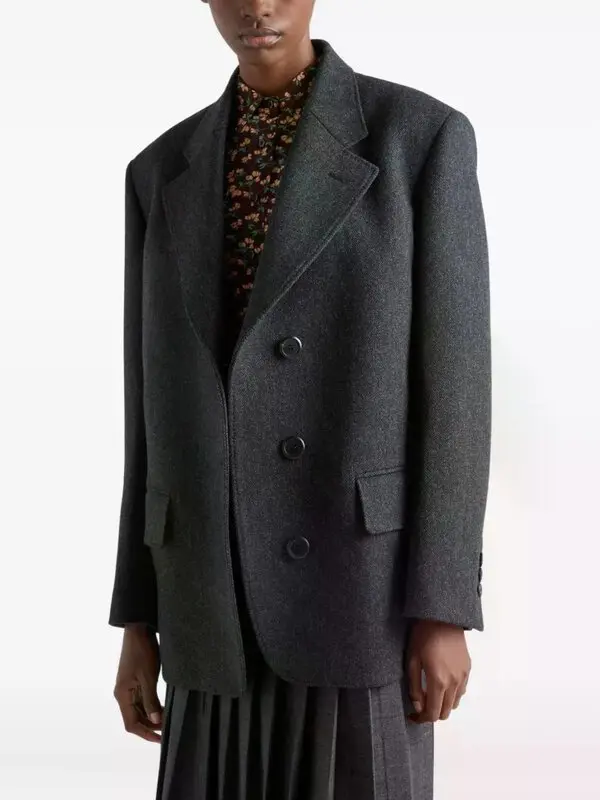Prada Buttoned Chevron Wool Jacket
