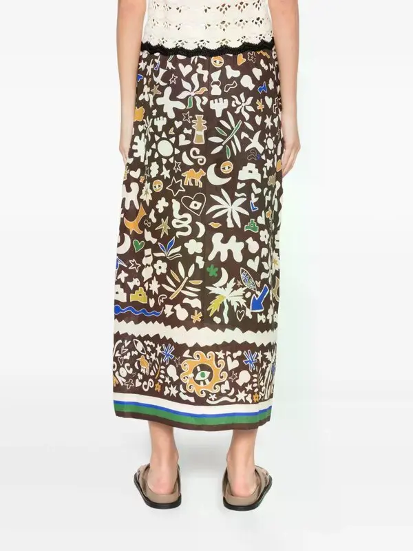 ALEMAIS Maroc Graphic Print Midi Wrap Skirt
