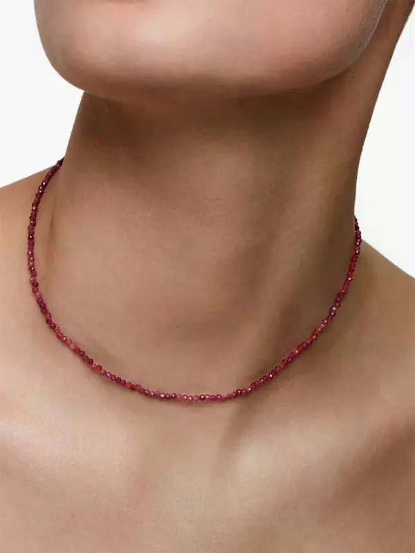 Mateo Ruby Beaded Necklace - Red