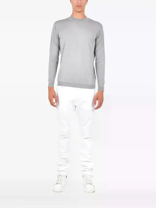 LOW BRAND Crew Neck Long Sleeve Sweater - Grey