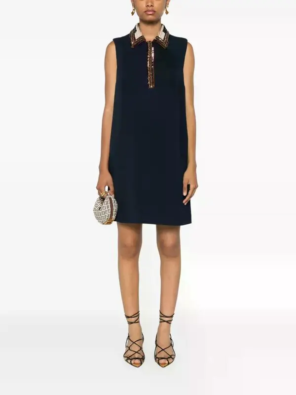 Fendi Sequined-trim Polo Minidress