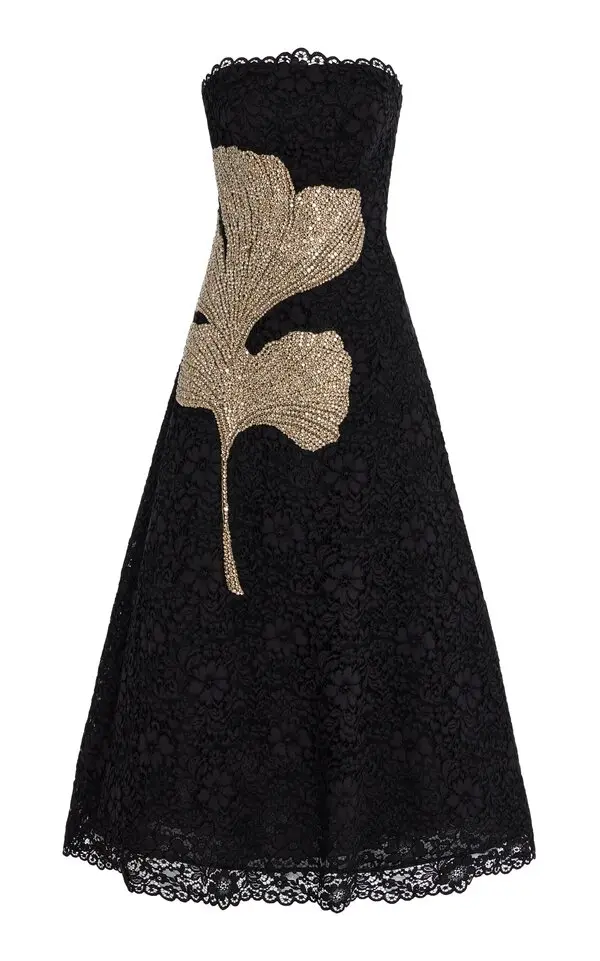Costarellos Hallis Crystal-embellished Lace Midi Dress - Black