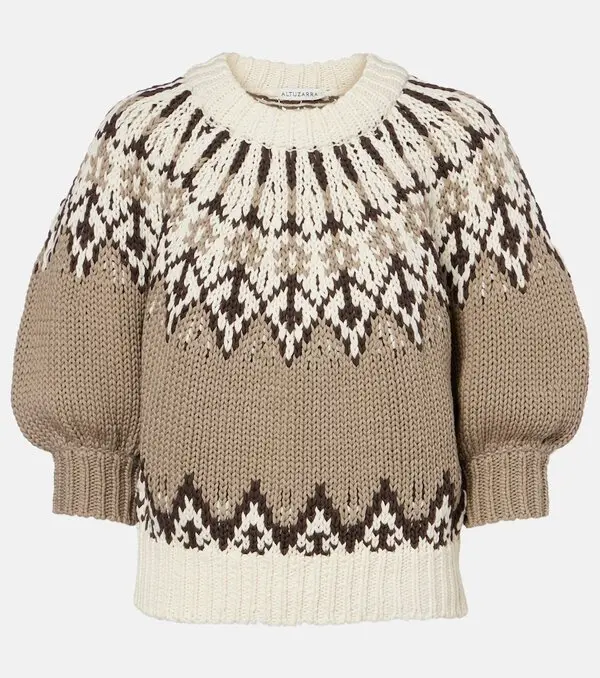 Altuzarra Marty Fair Isle Cotton Sweater - Beige