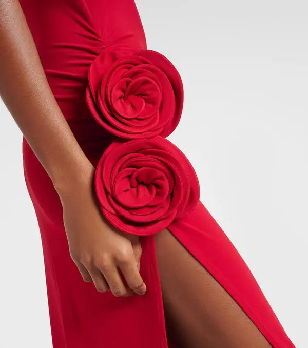Magda Butrym Draped Gown With Floral Appliqu