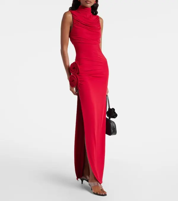 Magda Butrym Draped Gown With Floral Appliqu