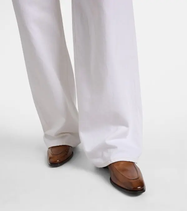 FRAME Bubble Mid-rise Wide-leg Jeans - White