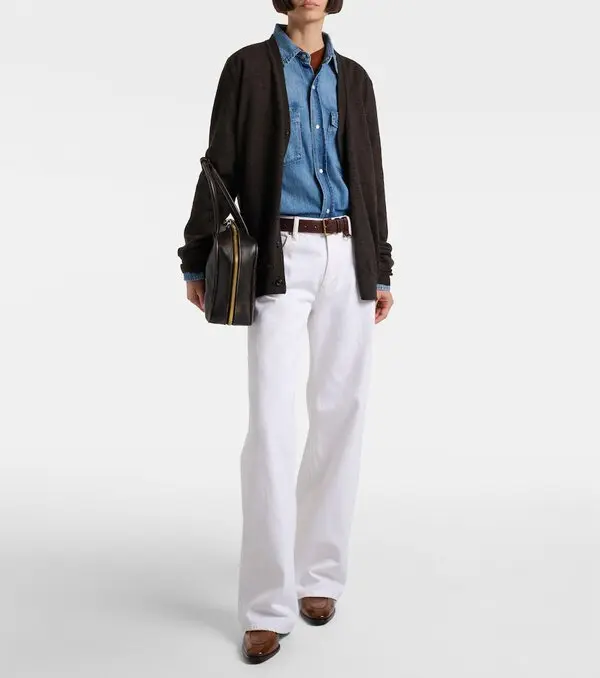FRAME Bubble Mid-rise Wide-leg Jeans - White