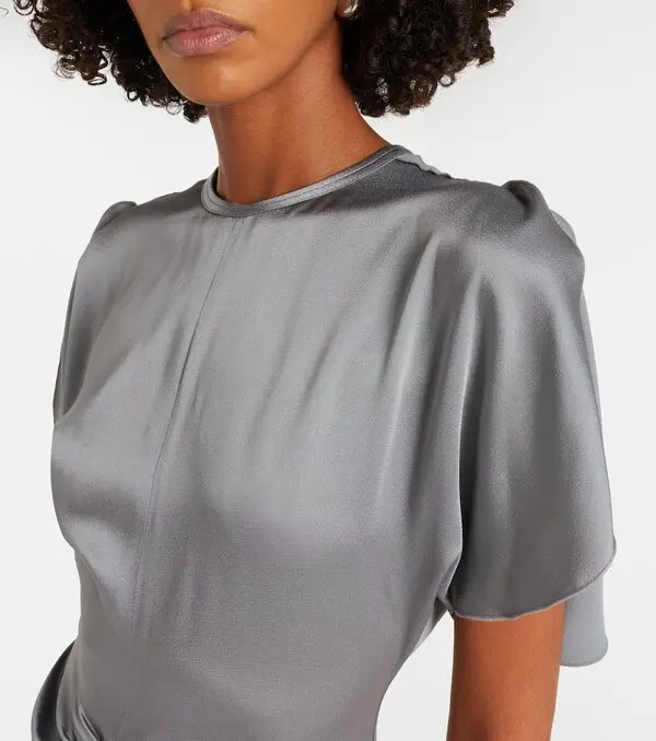Victoria Beckham Isabella Gathered Satin Gown - Grey