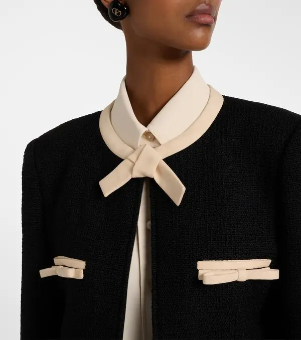 Valentino Garavani Bow-detail Wool-blend Tweed Jacket