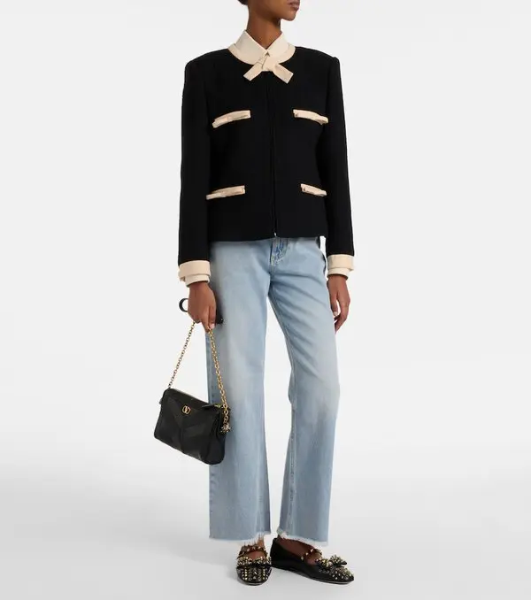 Valentino Garavani Bow-detail Wool-blend Tweed Jacket