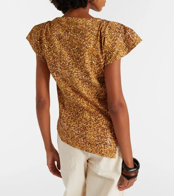 Isabel Marant Étoile Sebani Asymmetric Cotton T-shirt In Ochre