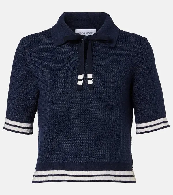 Thom Browne Silk-blend Polo Shirt - Blue