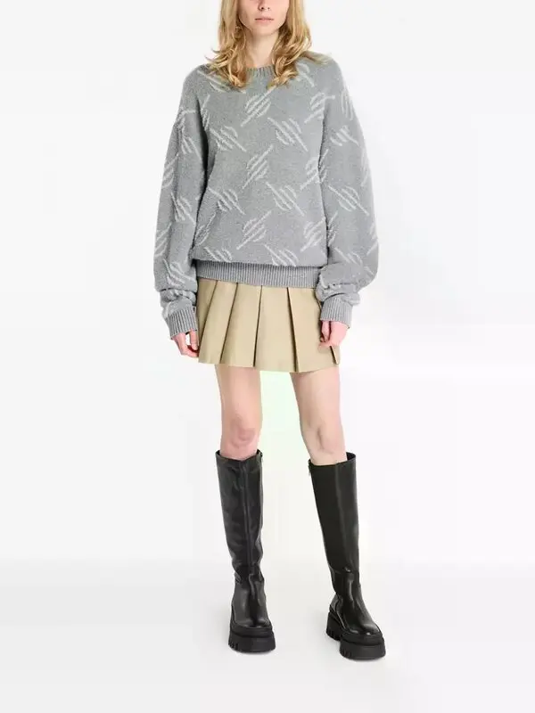 DAILY PAPER Tevin Monogram Patterned Crew Neck Sweater