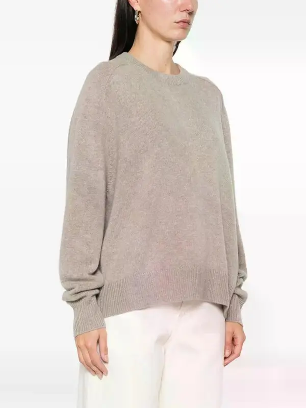 Soft Goat Boyfriend Ribbed Crew-neck Knitwear - Grey